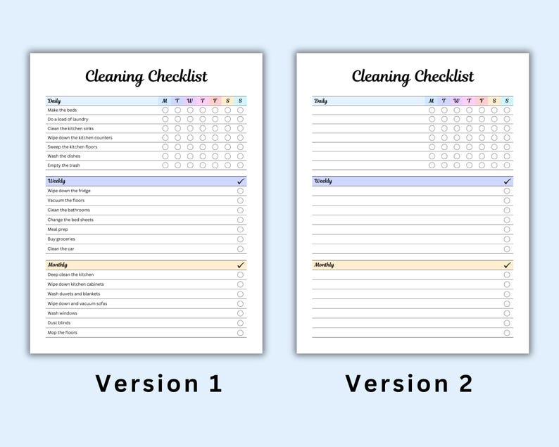 EDITABLE Weekly Cleaning Checklist. Cleaning Schedule. Printable ...