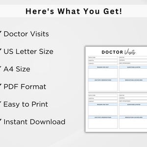 Doctor Visit Printable. Doctor Visit Notes. Health Planner Insert ...