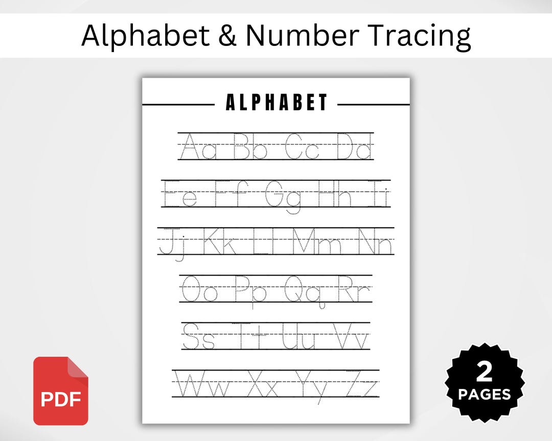 Alphabet & Number Tracing Sheet. Alphabet Numbers Tracing Page ...