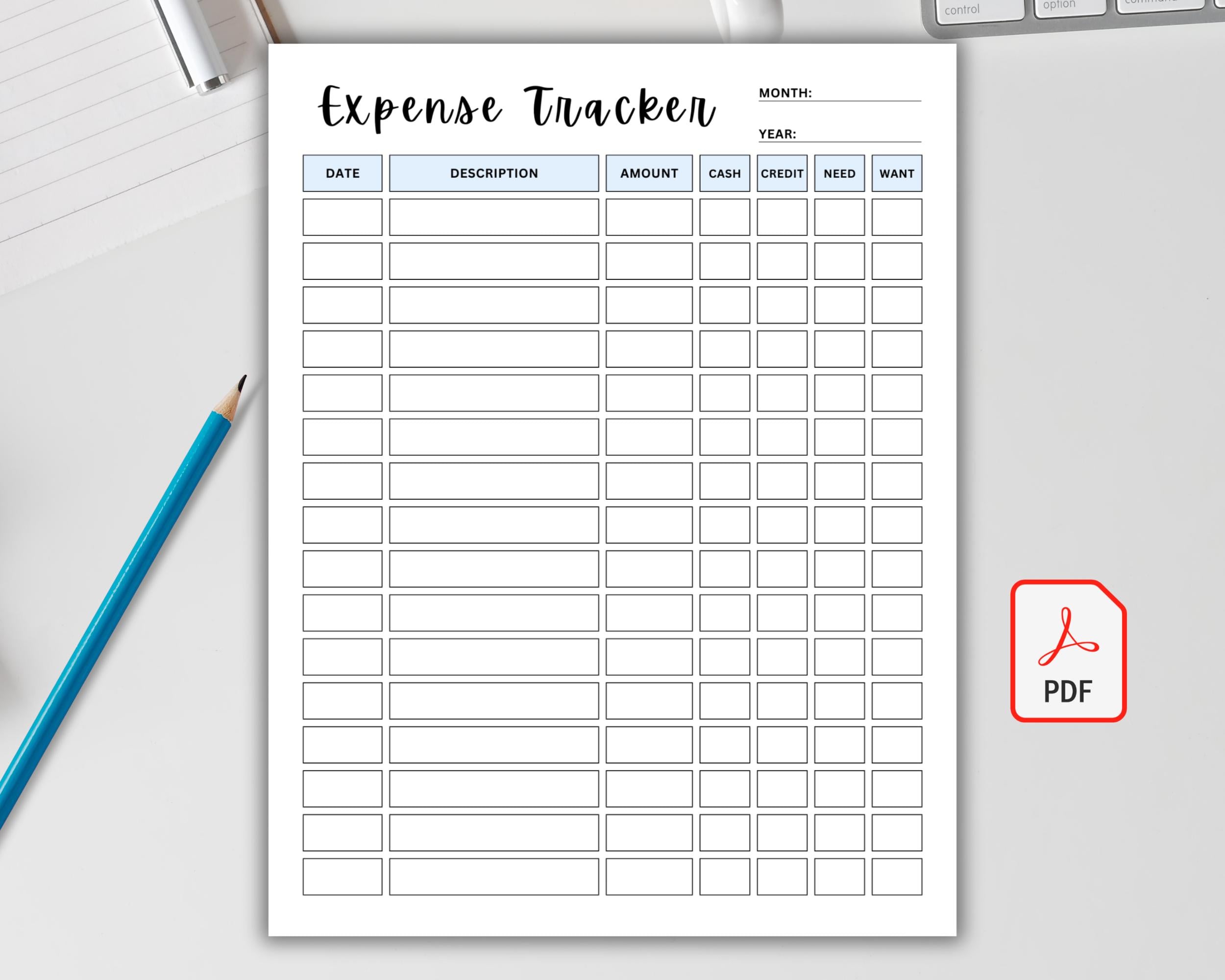 Expense Log PRINTABLE. Expense Tracker. Monthly Budget Planner ...