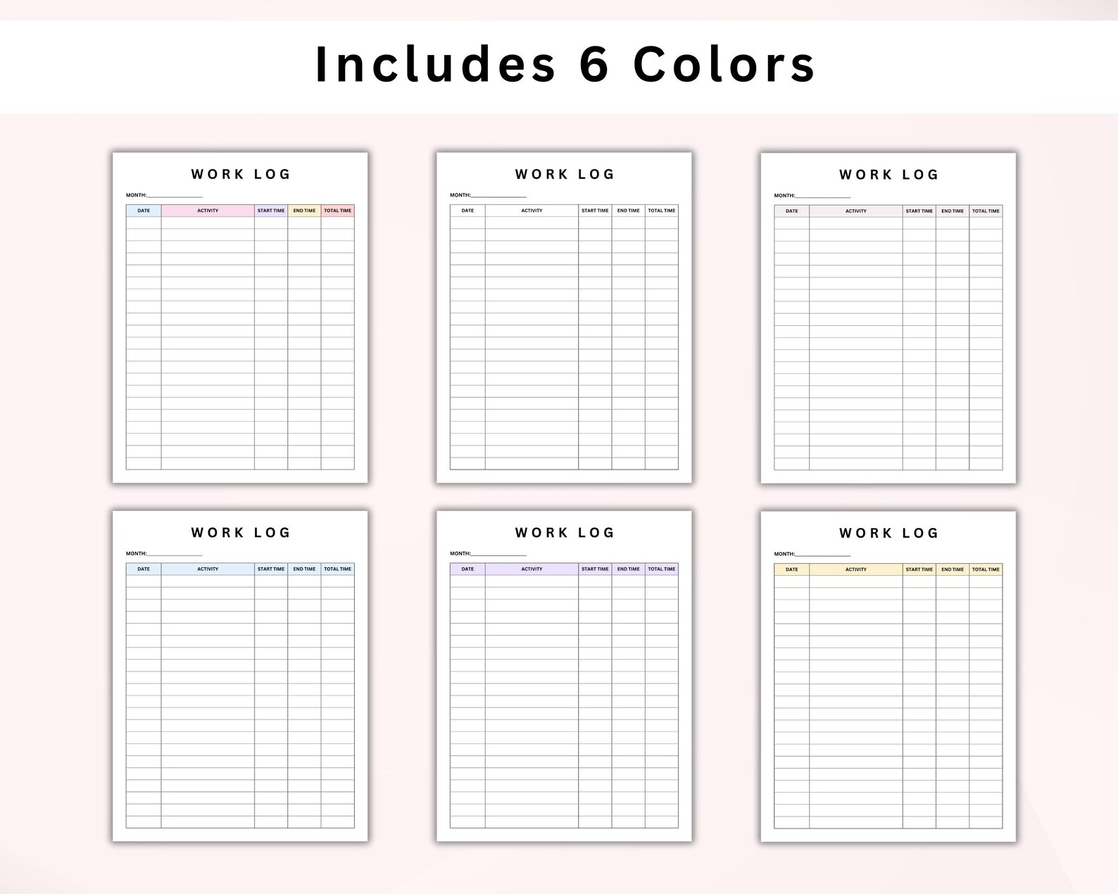 Work Time Log Printable Template. Time Sheet Log. Time Tracker. Daily ...