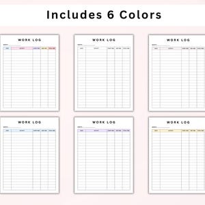 Work Time Log Printable Template. Time Sheet Log. Time Tracker. Daily ...
