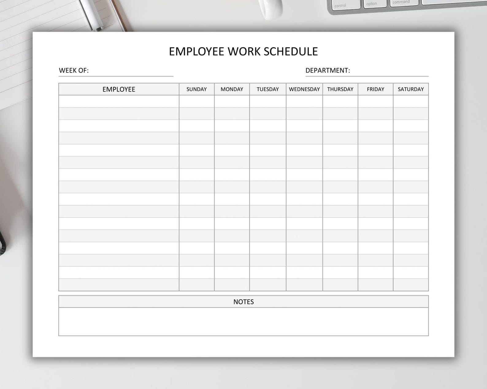 PRINTABLE Employee Work Schedule. Employee Time Sheet. Employee ...