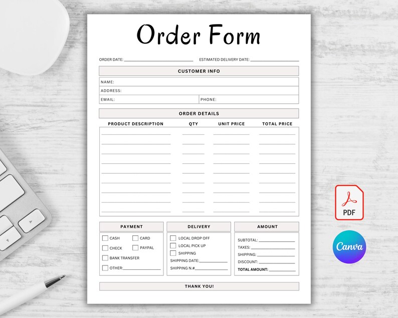 Editable Order Form. Small Business Order Forms. Crafters Order Form ...