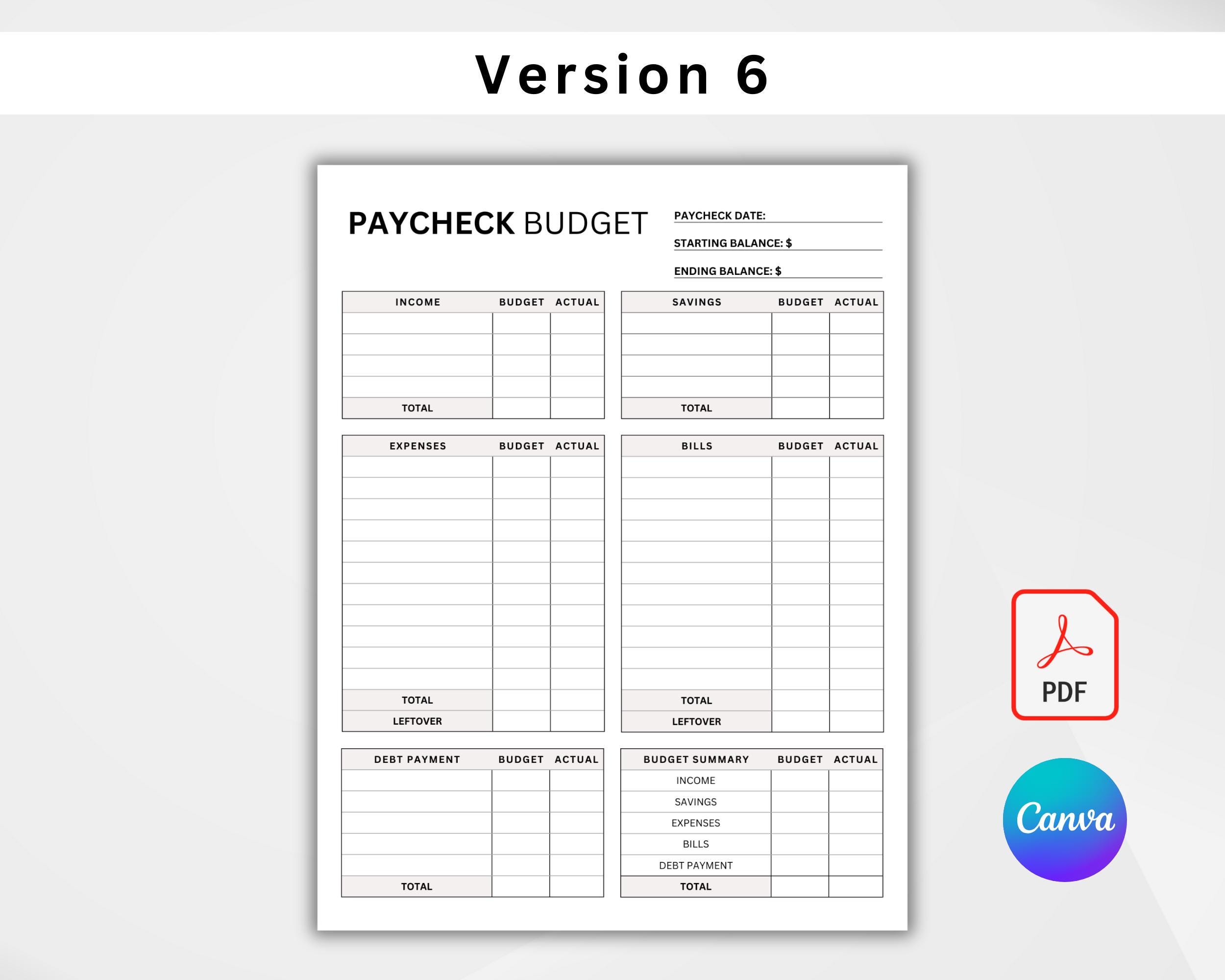 Weekly Paycheck Budget Planner. Digital Financial Tracker. EDITABLE ...