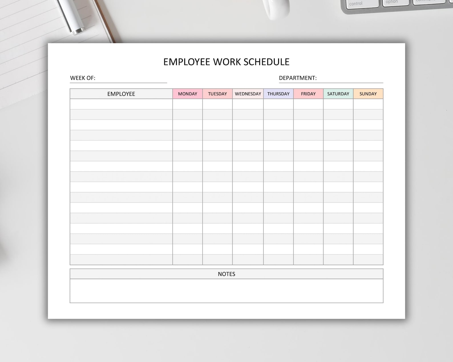 PRINTABLE Employee Work Schedule. Employee Time Sheet. Employee ...
