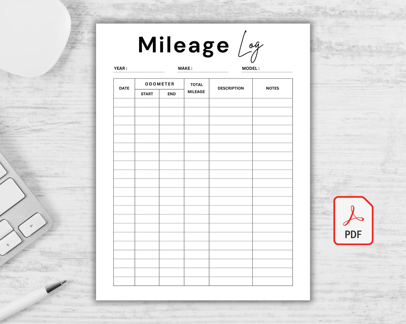 Printable Mileage Log. Mileage Tracker. Car Mileage. Vehicle Mileage ...
