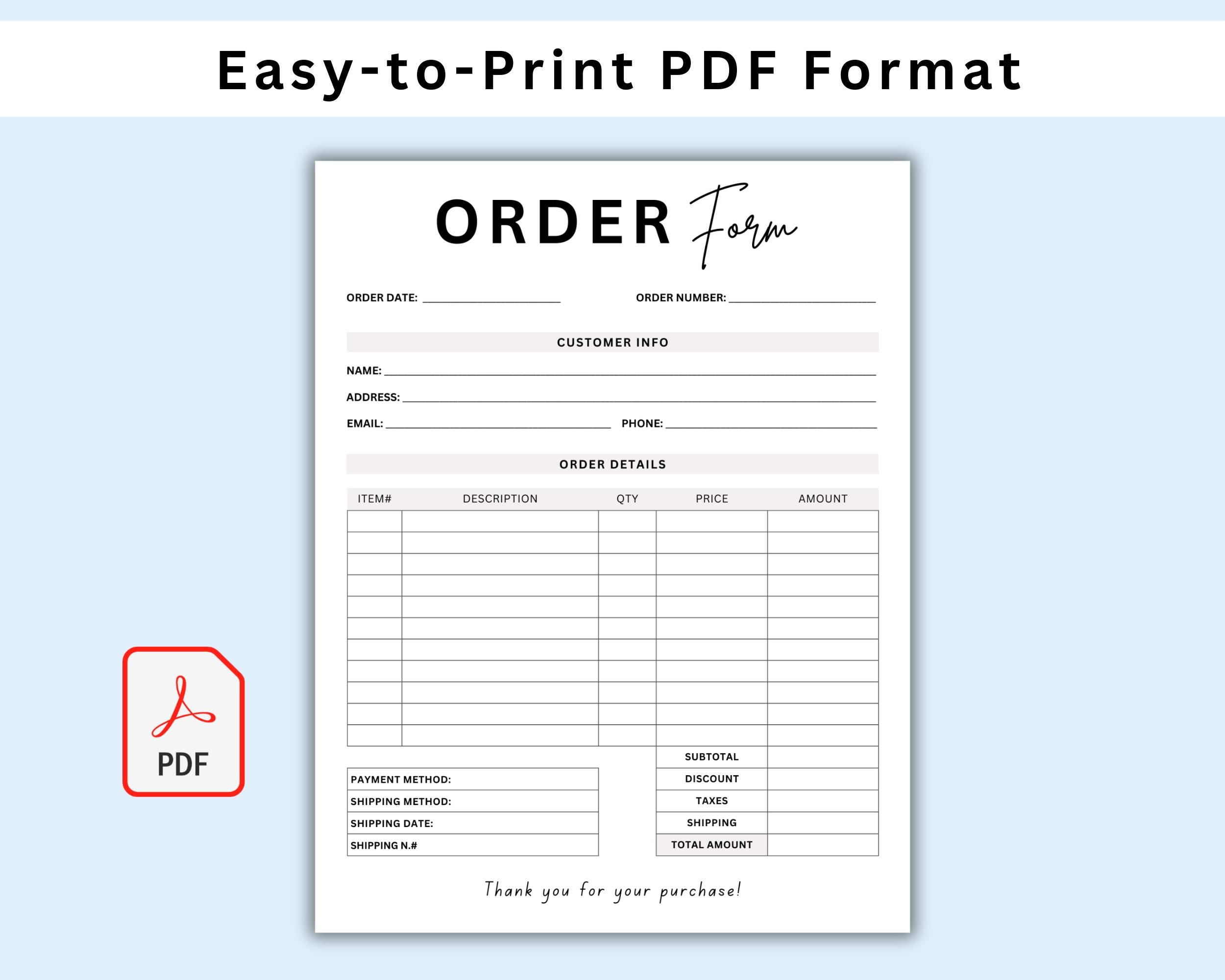 Order Form Templates Editable. Small Business Crafters Order Form ...