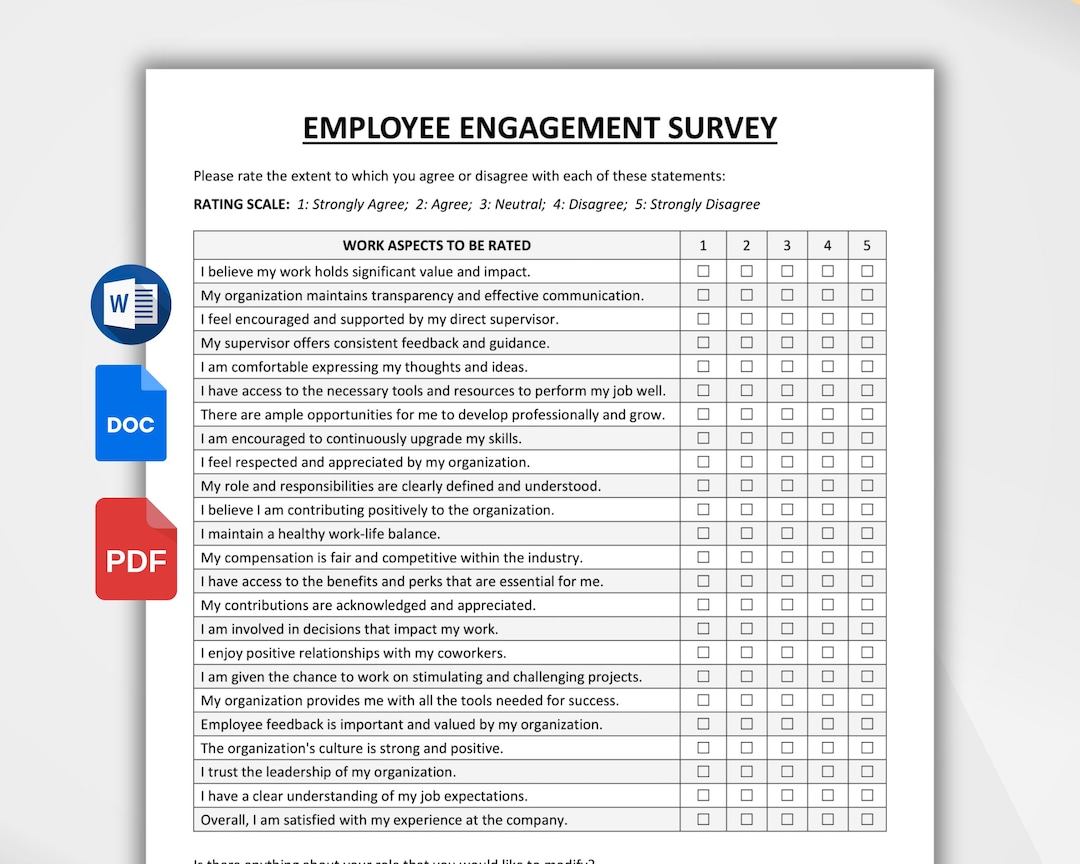 Editable Employee Engagement Survey Template. HR Survey. Employee ...