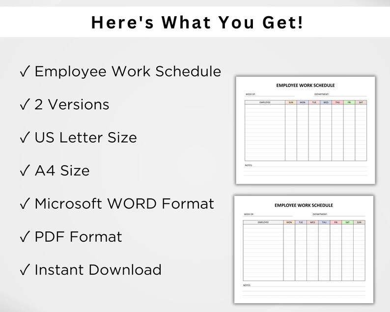 Employee Work Schedule. Printable Employee Time Sheet. Employee ...