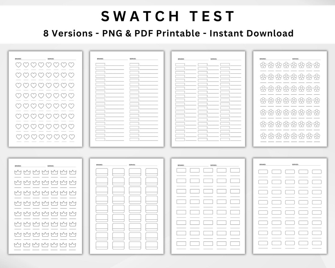Swatch Test Sheet | Watercolor Swatch Chart | Marker Color Tracker ...