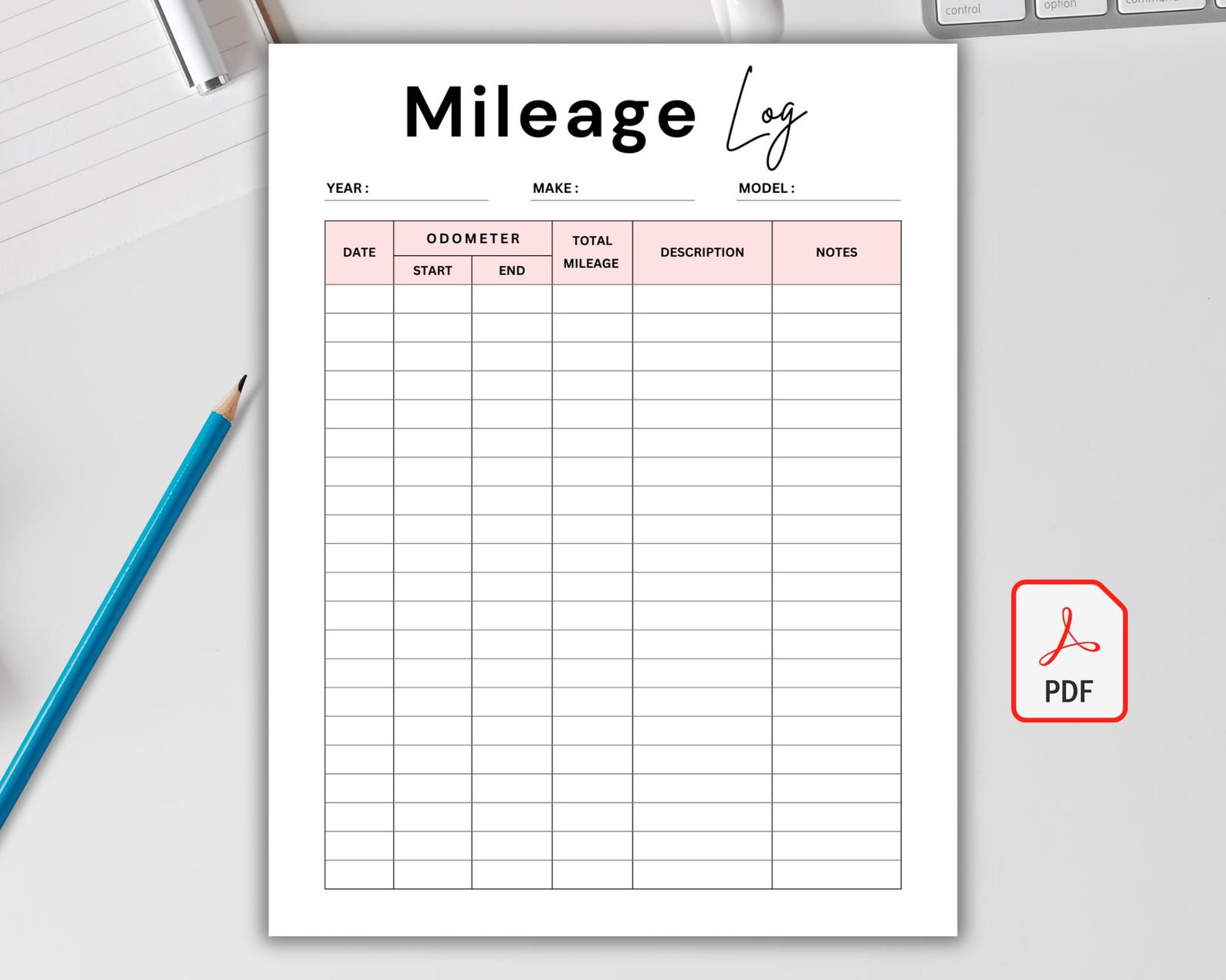 Printable Mileage Log. Mileage Tracker. Car Mileage. Vehicle Mileage ...
