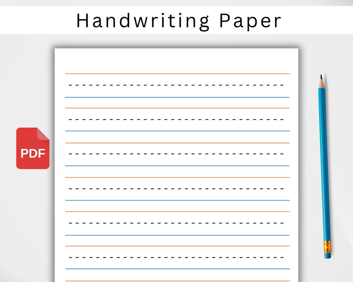 Handwriting Paper Printable. Kids Lined Paper. Practice Writing Paper ...