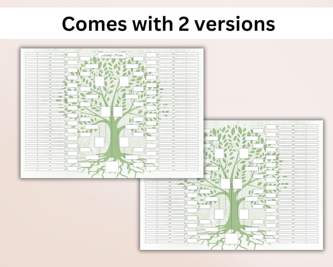 Printable Family Tree Chart - 8 Generations. Family Tree Templates ...