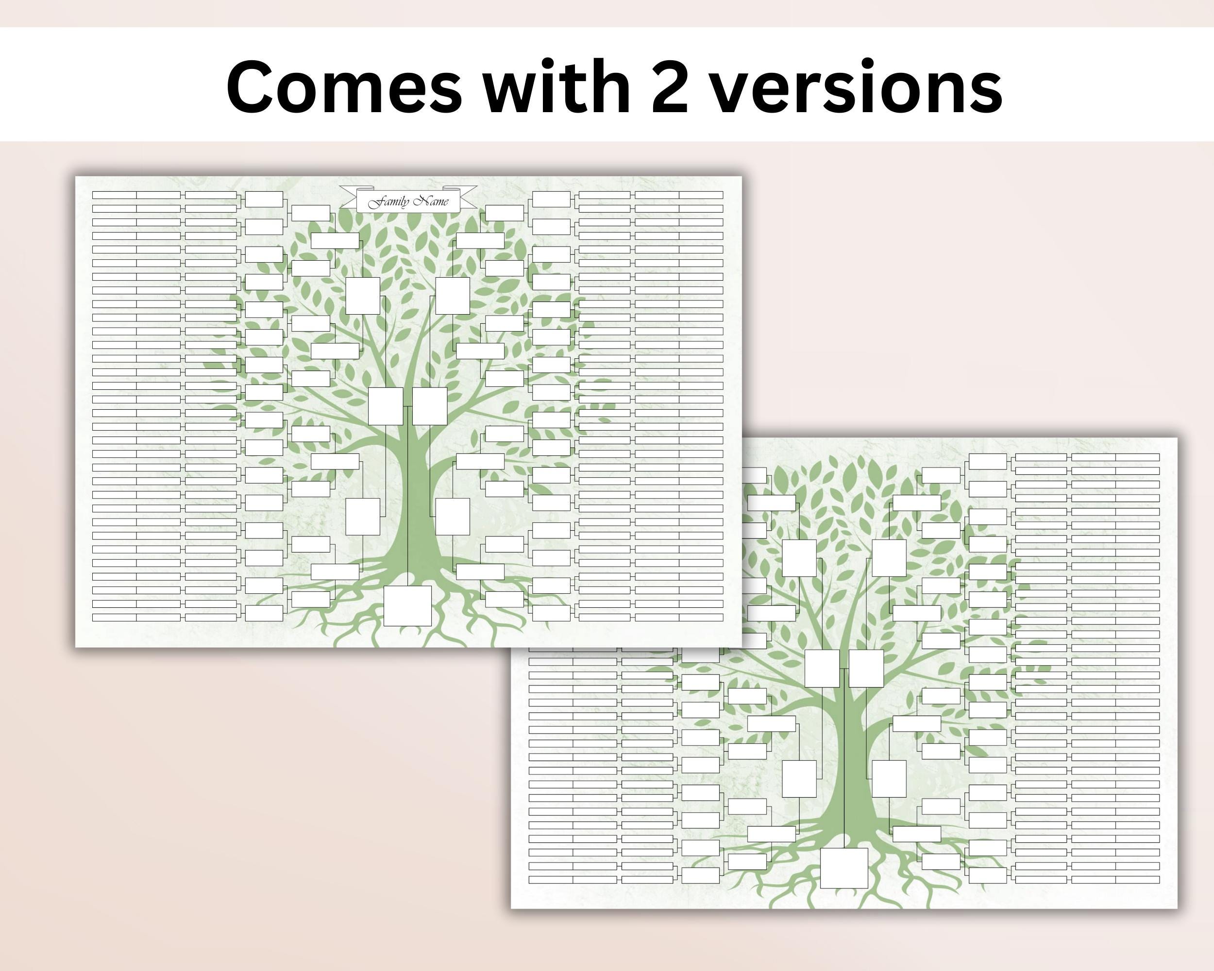 Printable Family Tree Chart - 8 Generations. Family Tree Templates ...