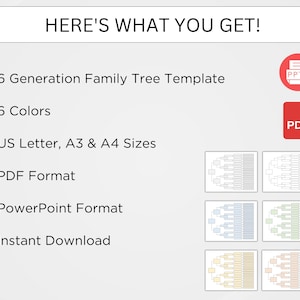6 Generations Family Tree Chart. Printable Family Tree Templates ...