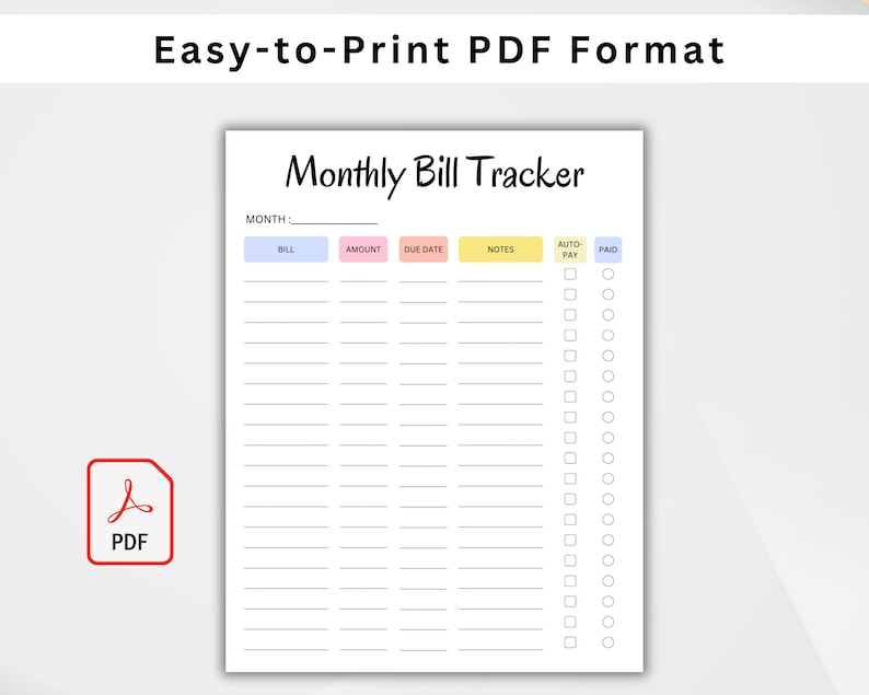 Printable Bill Payment Checklist Tracker. Bill Pay Organizer. Bill ...