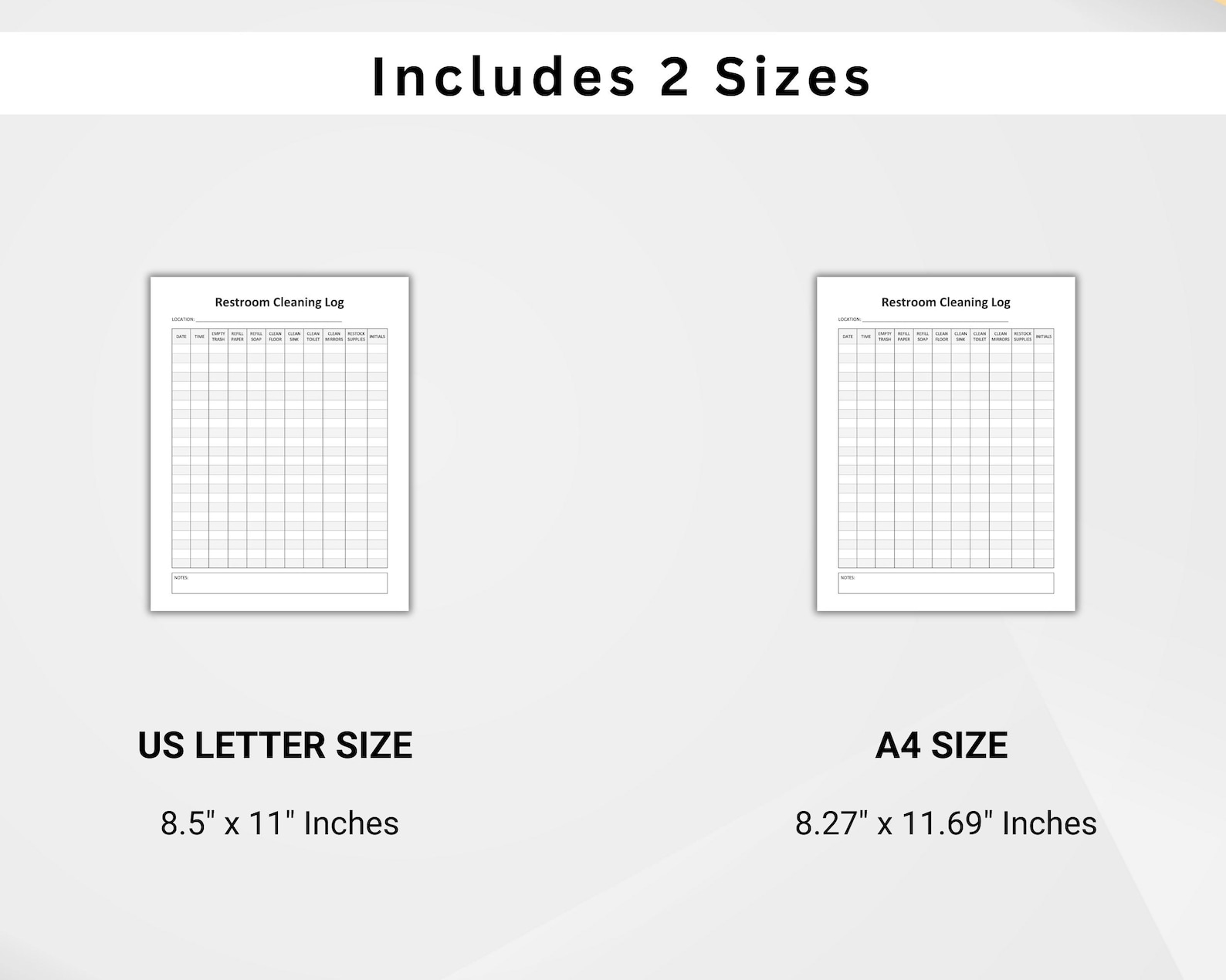 EDITABLE Restroom Cleaning Log for Business. Bathroom Cleaning Log ...