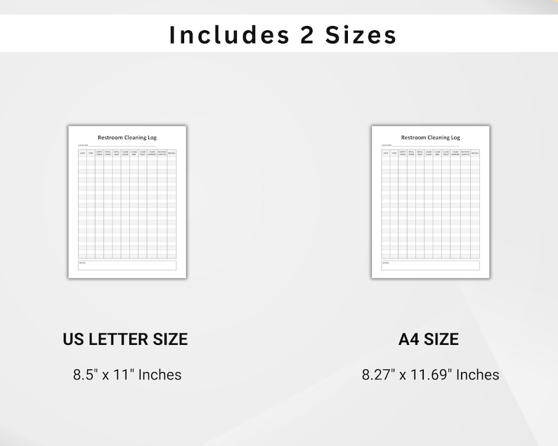 EDITABLE Restroom Cleaning Log for Business. Bathroom Cleaning Log ...