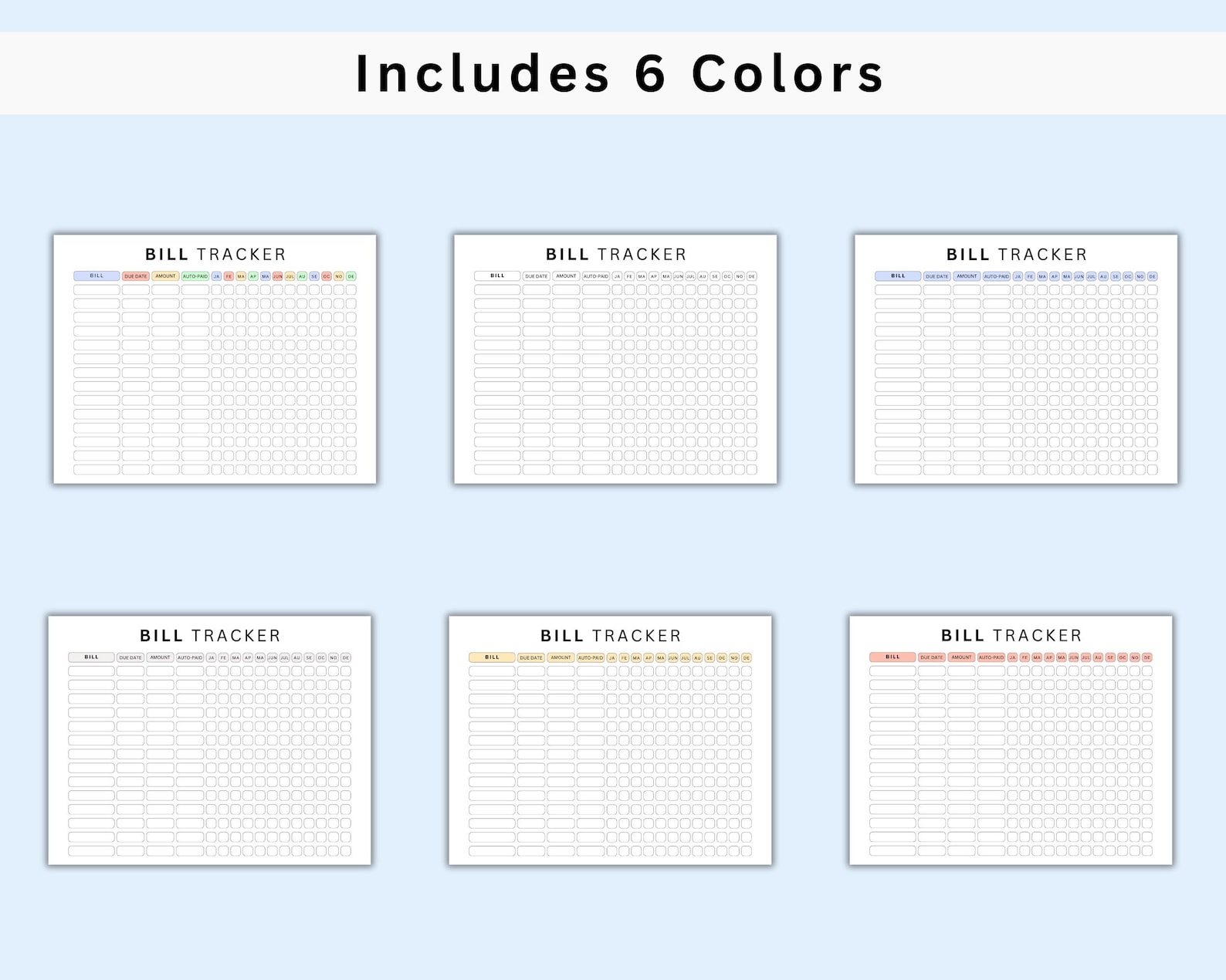 Editable Monthly Bill Log. Bill Payment Checklist. Bill Pay Organizer ...