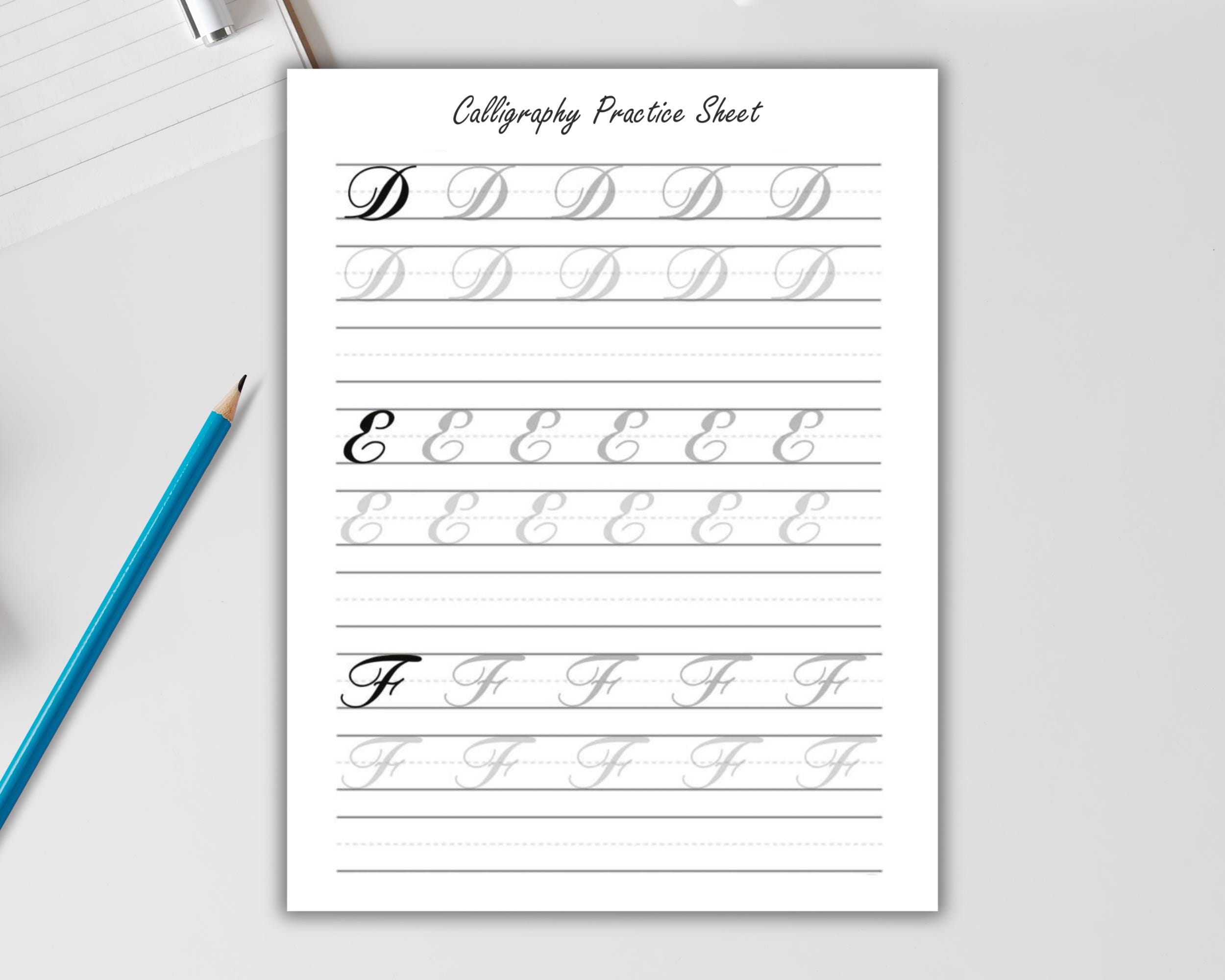 Calligraphy Practice Sheets Template. Printable Calligraphy Worksheets ...