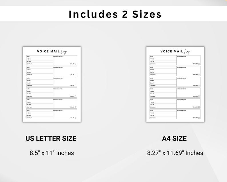 Voicemail Log. Voicemail Tracker. Voice Mail Journal Template ...