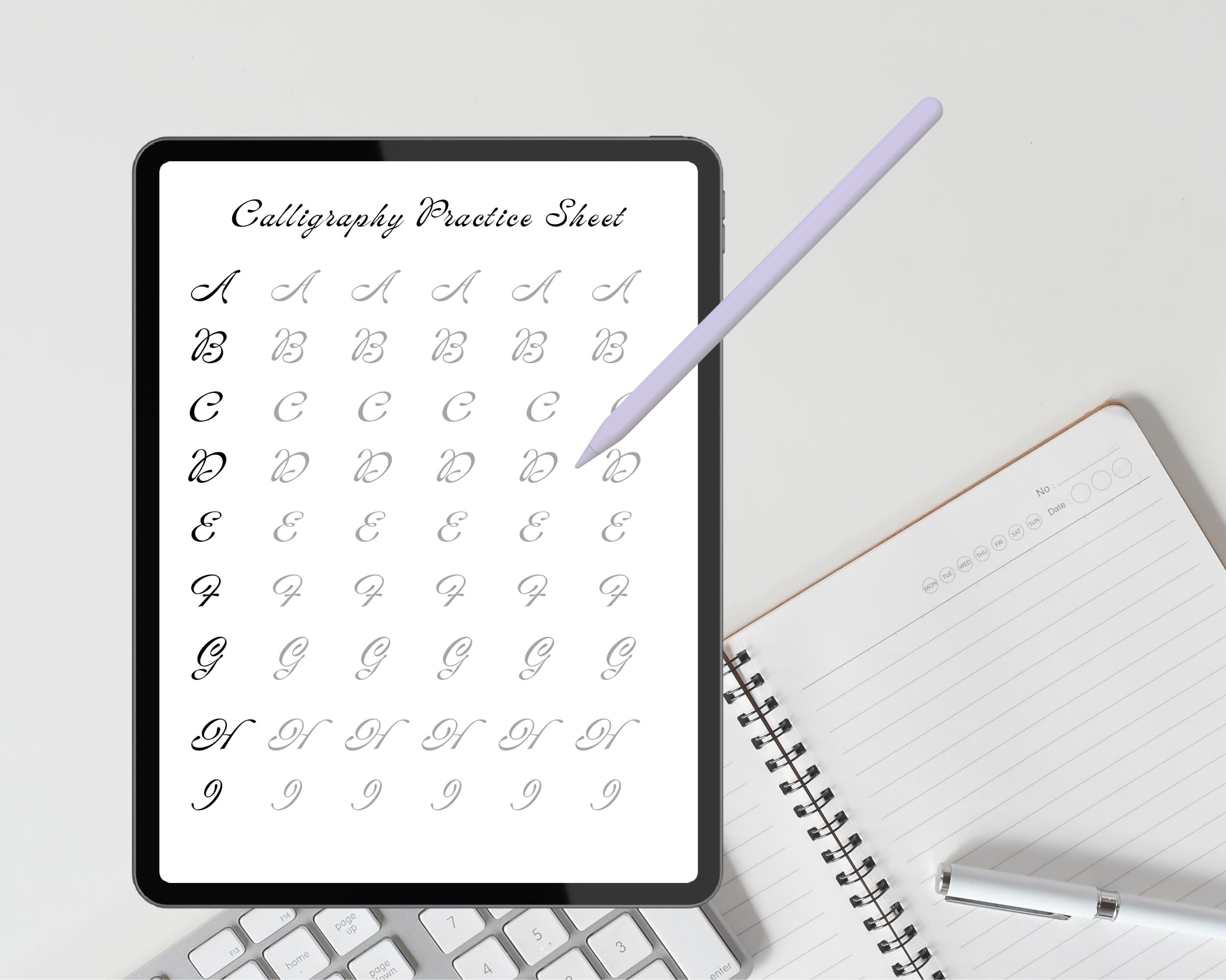 Calligraphy Worksheets. Printable Calligraphy Practice Sheets Template ...