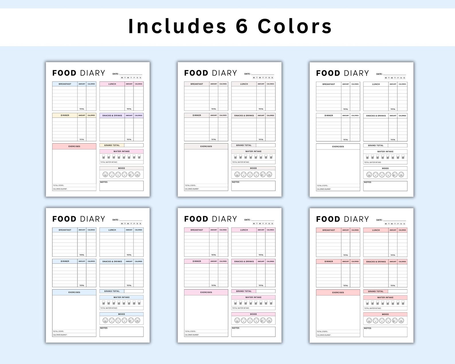 Printable Daily Food Journal. Daily Calorie Tracker. Calorie Counting ...