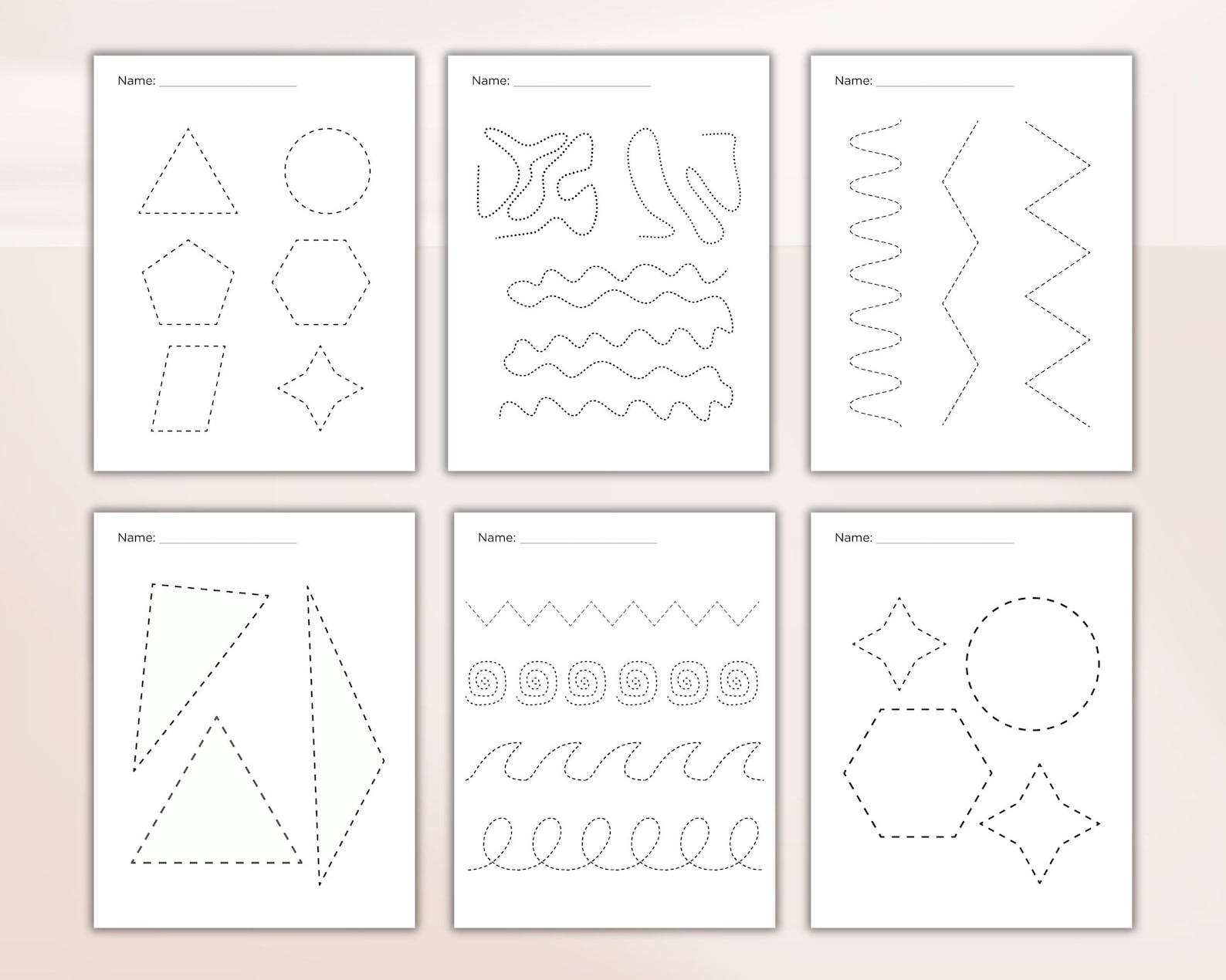 20 Preschool Line Tracing Worksheets Bundle. Printable Line Trace Page ...