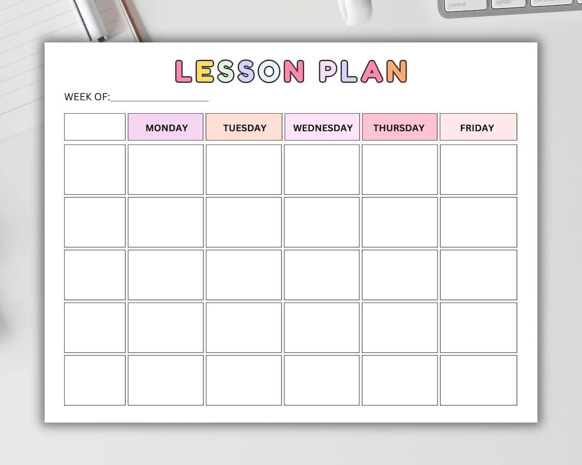 PRINTABLE Weekly Lesson Plan for Preschool Homeschool Teacher Planner ...
