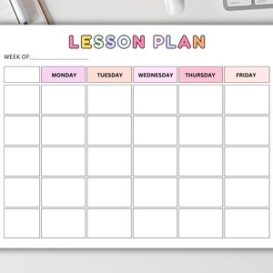 PRINTABLE Weekly Lesson Plan for Preschool Homeschool Teacher Planner ...