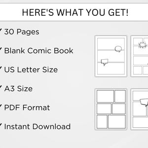 Printable Blank Comic Book Template. Comic Drawing Book. Digital Comic ...