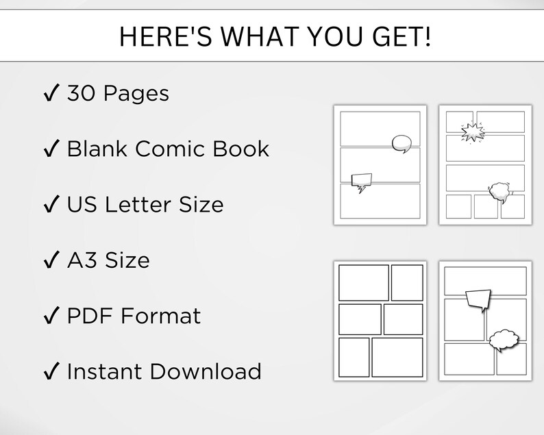 Printable Blank Comic Book Template. Comic Drawing Book. Digital Comic ...