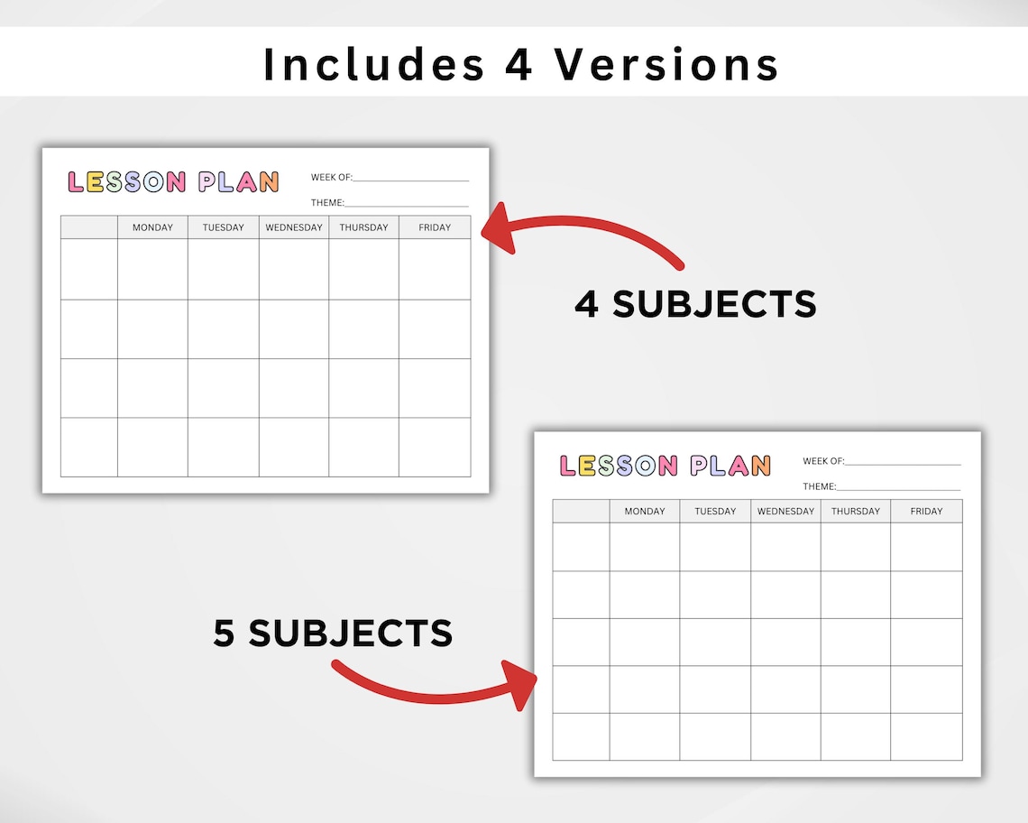 Printable Weekly Lesson Plan. Homeschool Teacher Planner. Daily Lesson ...