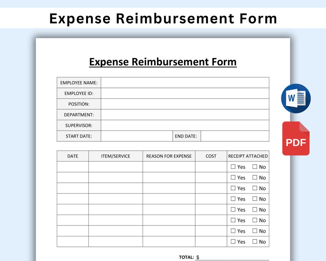 Employee Expense Reporting Template Editable. Employee Reimbursement ...