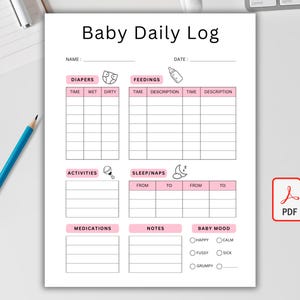 Baby Daily Log. Infant Daily Log. Newborn Baby Tracker. Baby Feeding ...