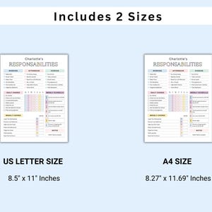Responsibility Chart for Kids. Weekly Chore Chart Schedule Template ...