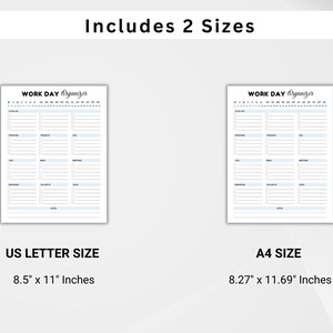 Printable Work Day Schedule Template. Daily Productivity Planner. Work ...