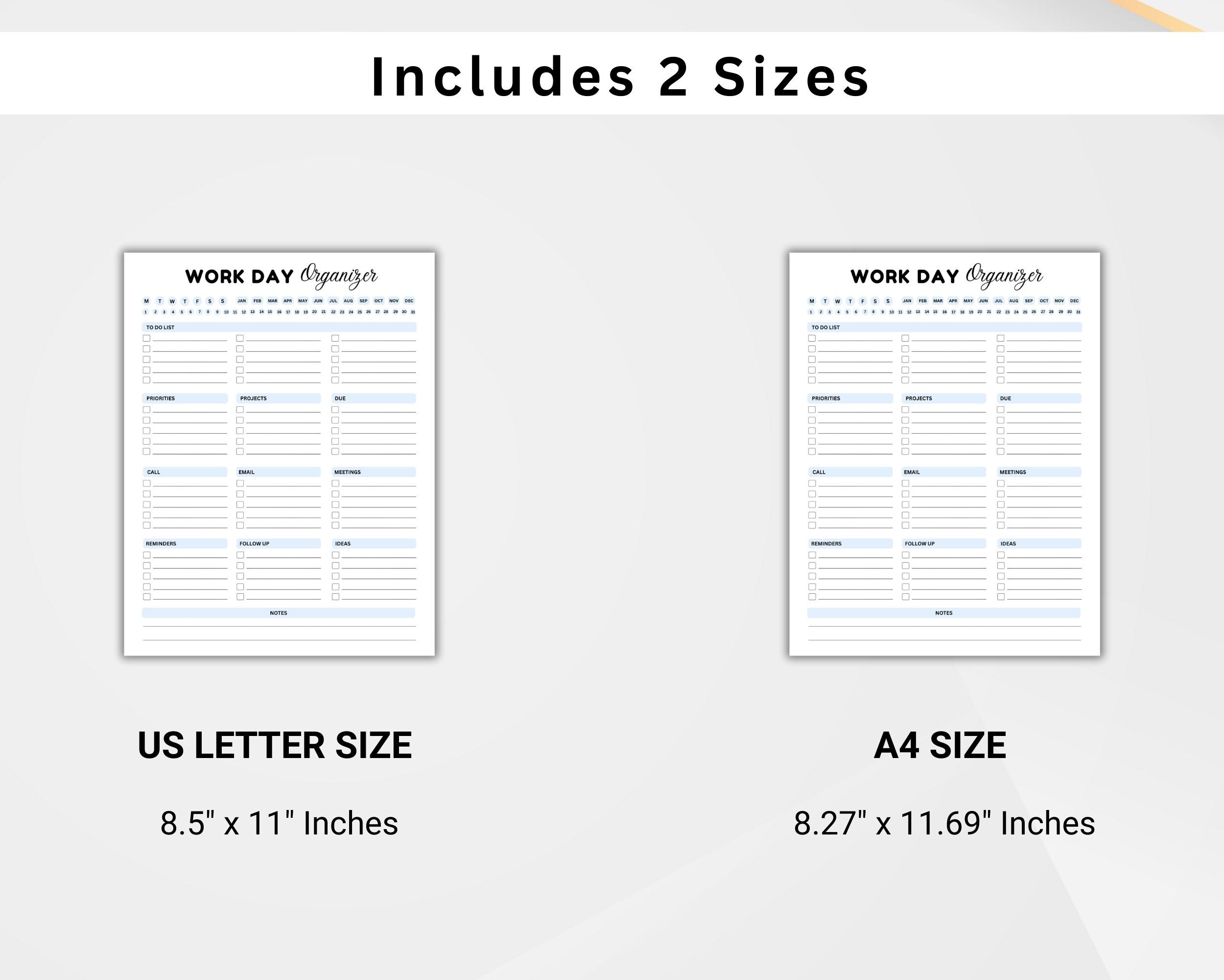Printable Work Day Schedule Template. Daily Productivity Planner. Work ...