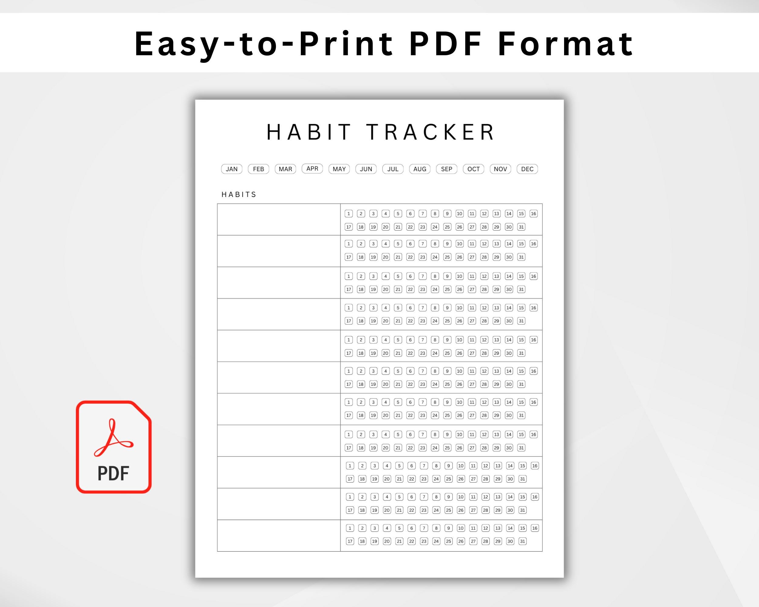 Monthly Habit Tracker Printable Daily Routine Tracker 30 Day Habit ...