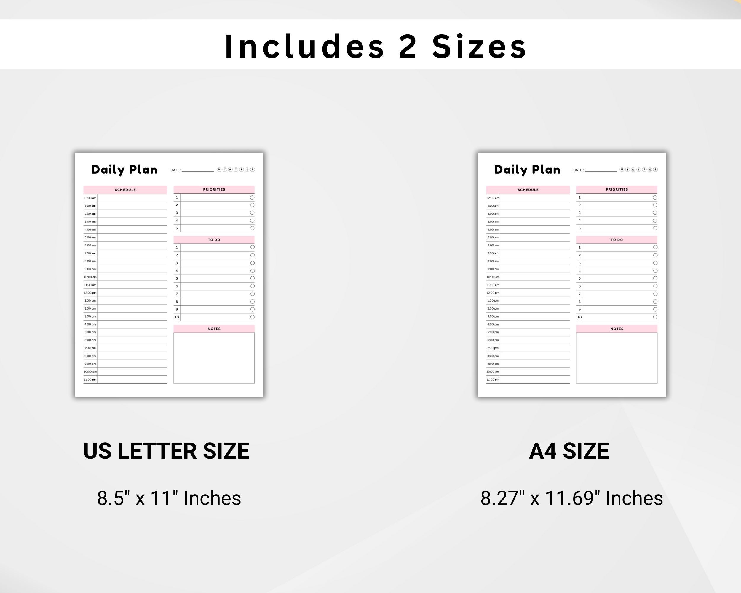 24 Hour Daily Planner Printable. Hourly Planner Undated. Time Blocking ...