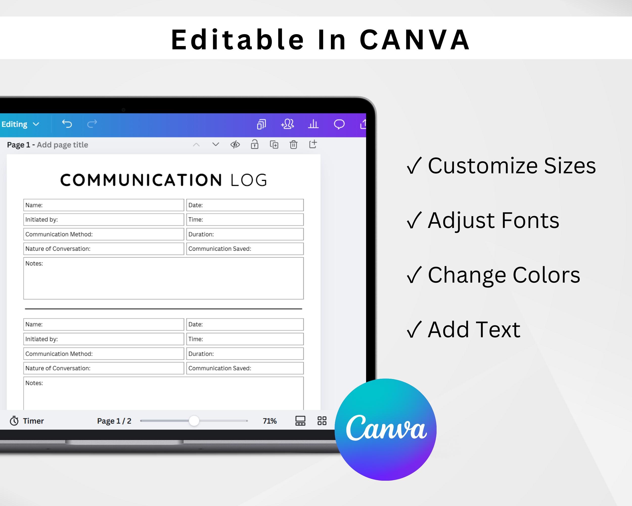 Printable Communication Log. Call Tracker PDF. Phone Call Log Small ...