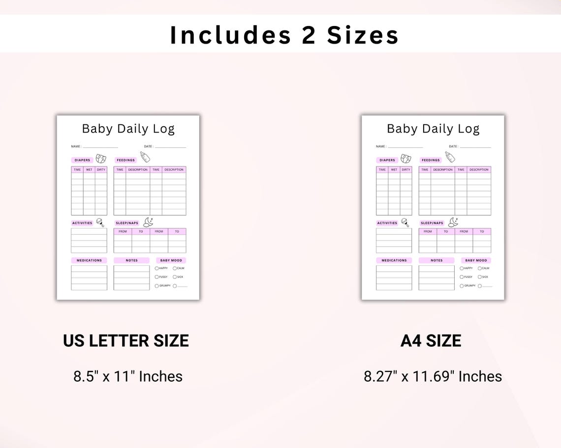 Baby Daily Log. Infant Daily Log. Newborn Baby Tracker. Baby Feeding ...