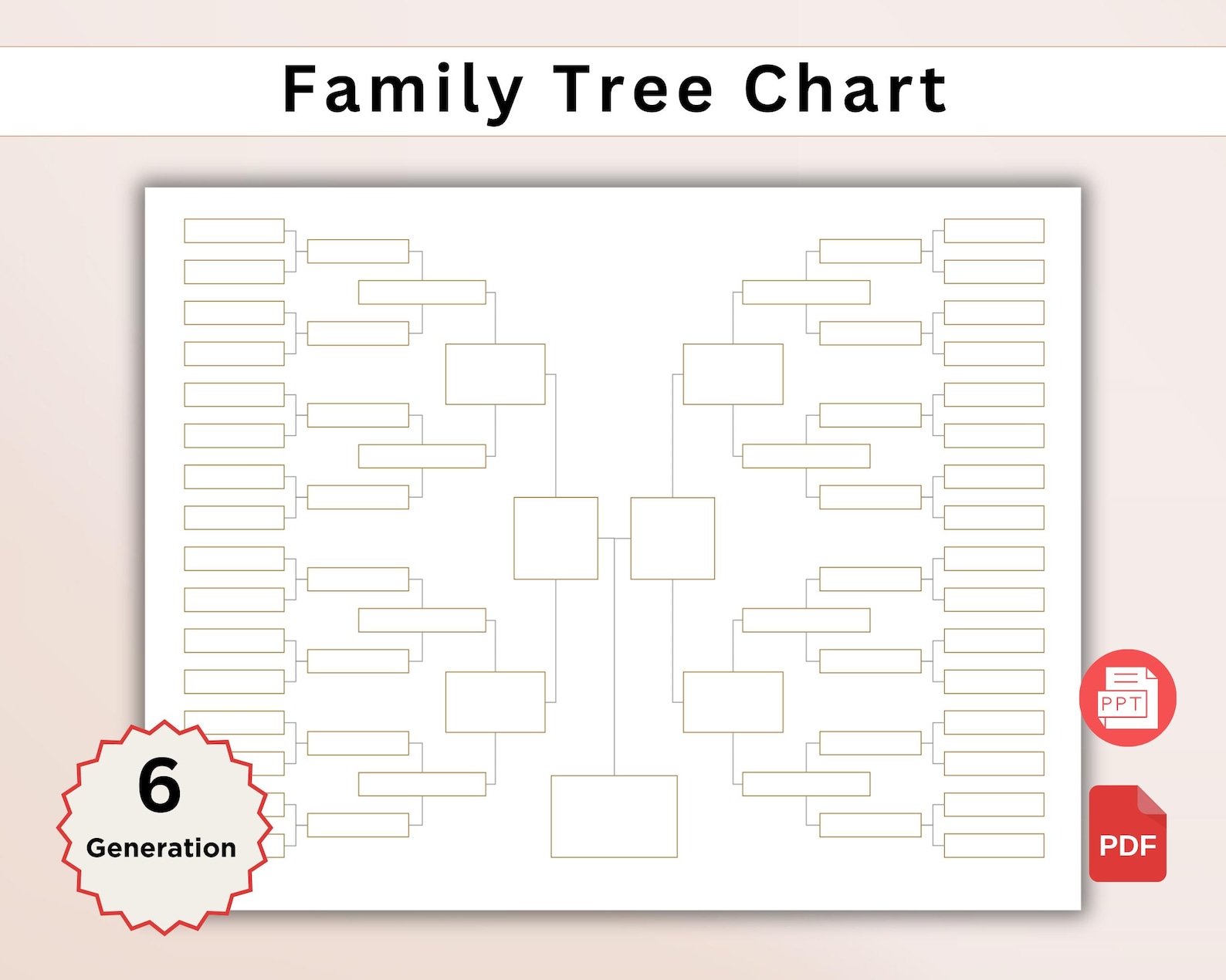 Family Tree Chart - 6 Generations. Printable Family Tree Template ...