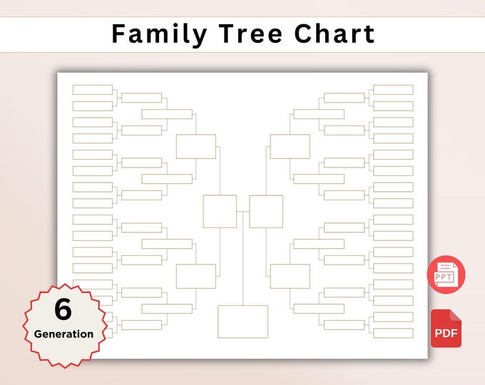 Family Tree Chart - 6 Generations. Printable Family Tree Template ...