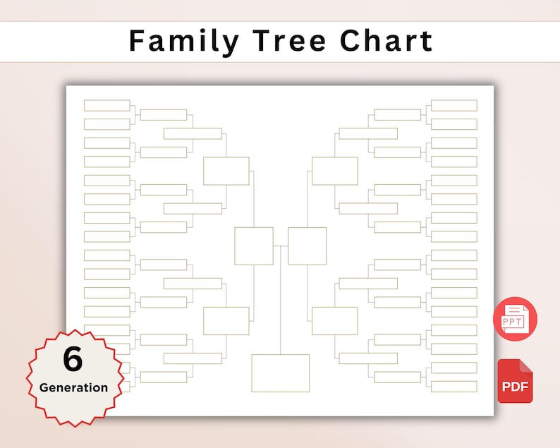 Family Tree Chart - 6 Generations. Printable Family Tree Template ...