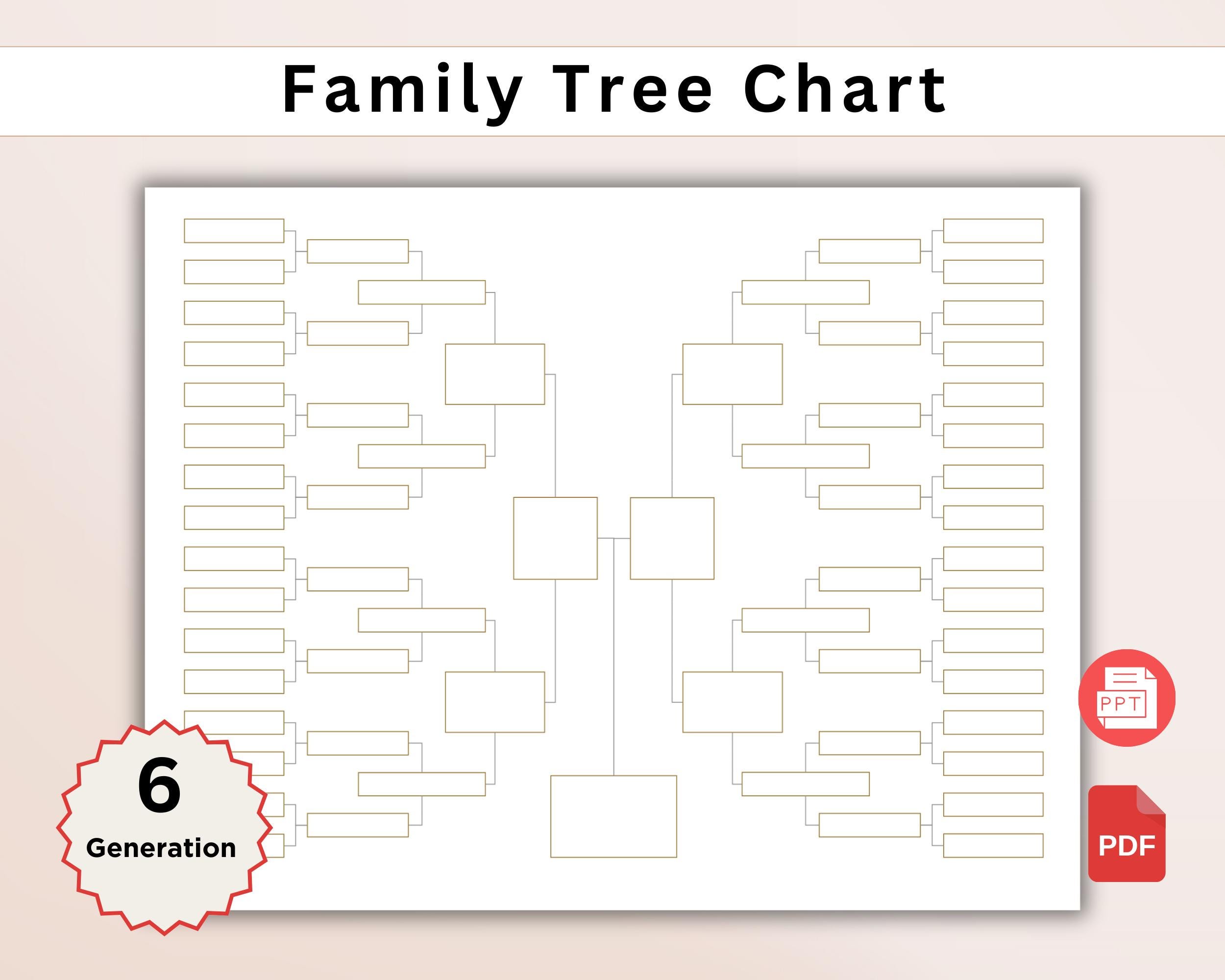 Family Tree Chart - 6 Generations. Printable Family Tree Template ...