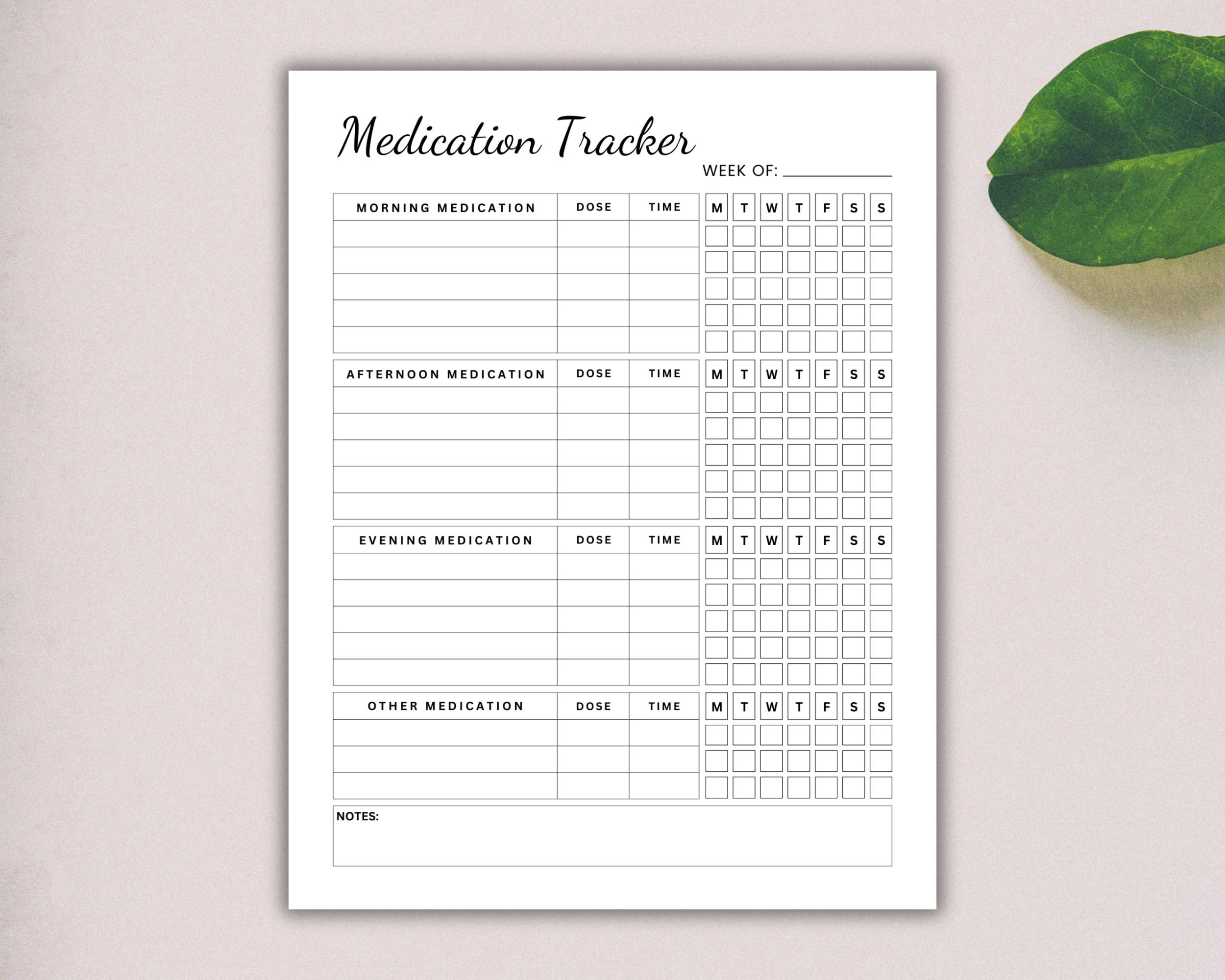 EDITABLE Medication Log. Medication Tracker. Medication Intake Reminder ...