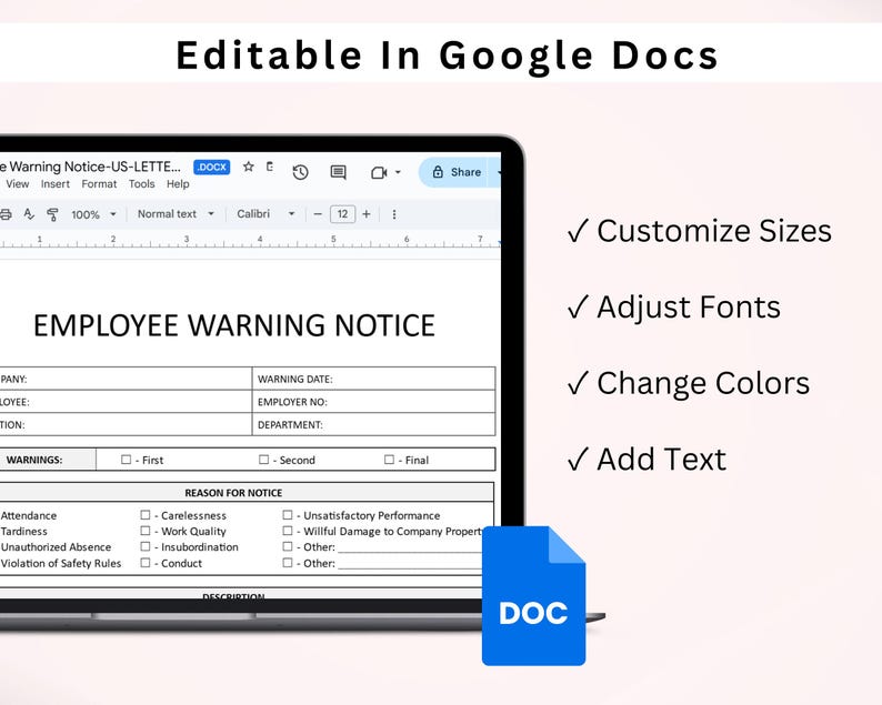 Employee Warning Notice. Printable Employee Write Up. Employee ...