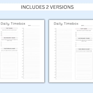 Printable Daily Timebox Planner. Time Blocking Plan. Timeboxing Digital ...
